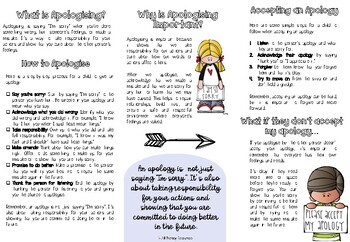 SAYING SORRY - APOLOGY Brochure for Kids - SEL School Counselor ...