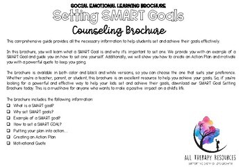 SMART GOALS Brochure for Kids - SEL School Counselor Resource | Made By ...