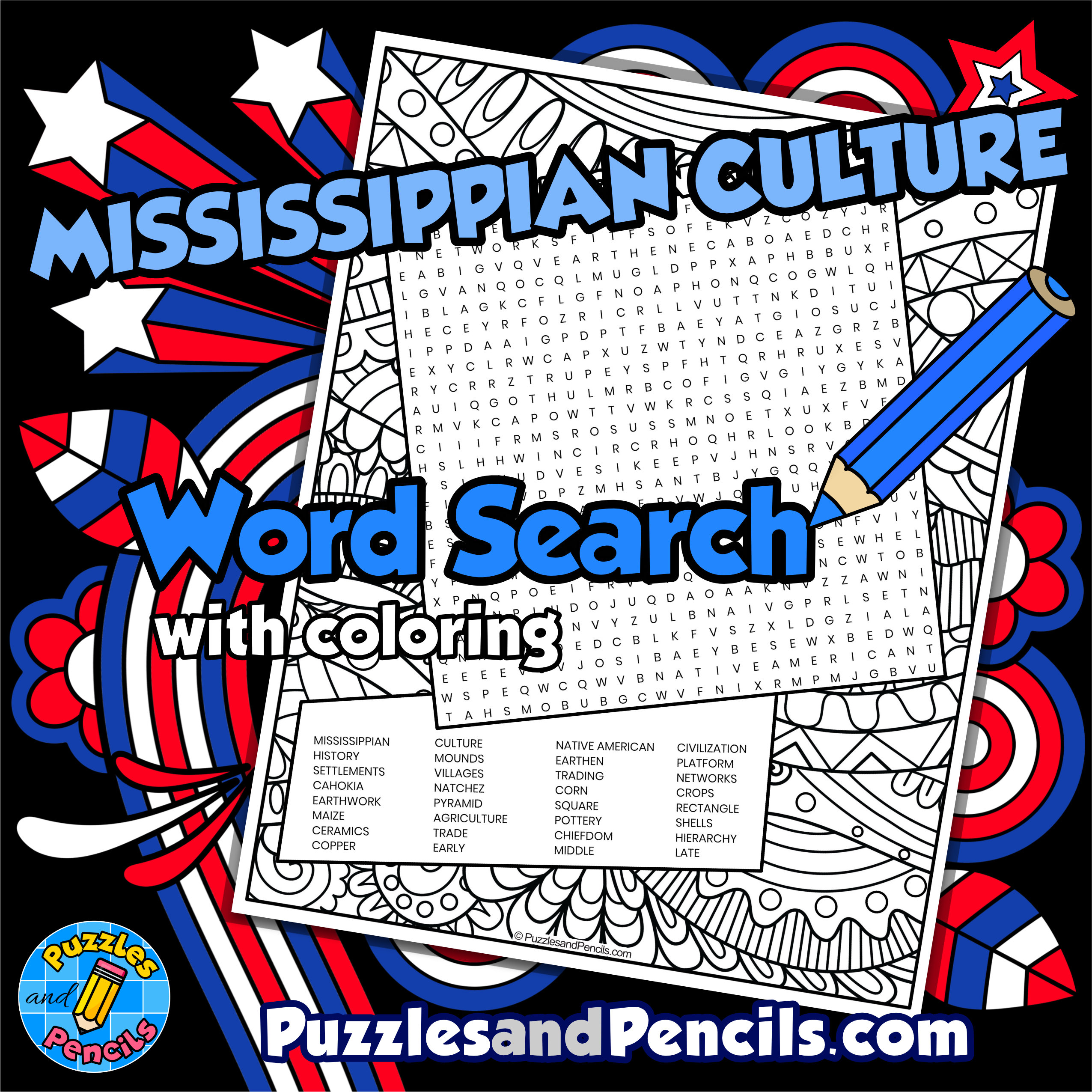Mississippian Culture Word Search Puzzle with Coloring | US History ...