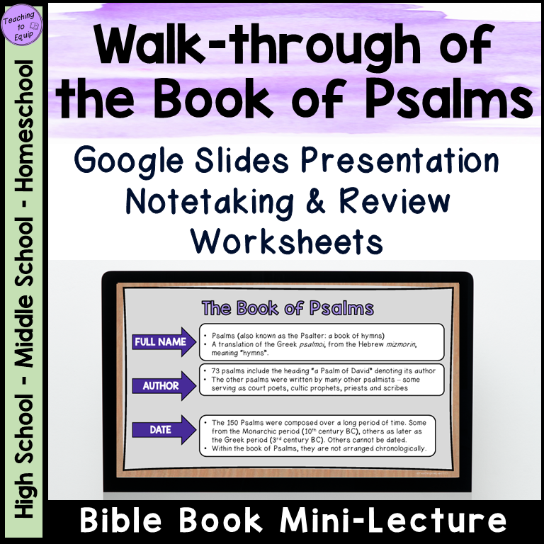 Book of Psalms Bible Book Overview Lecture Presentation with Notes and ...
