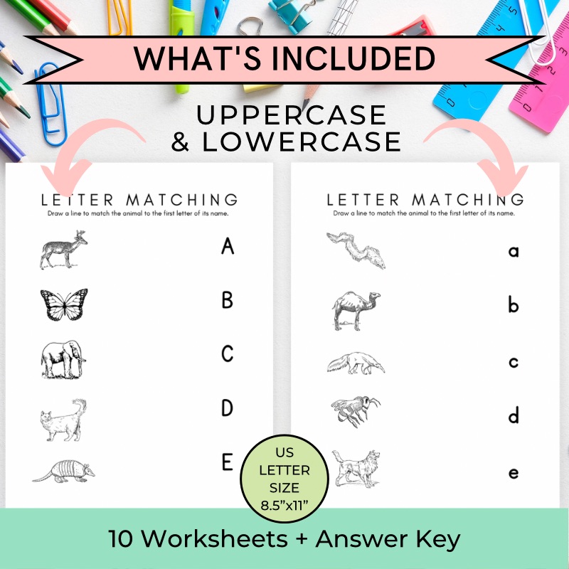 Beginning Sounds ABCs Letter Match Worksheets (Volume 1) | Made By Teachers