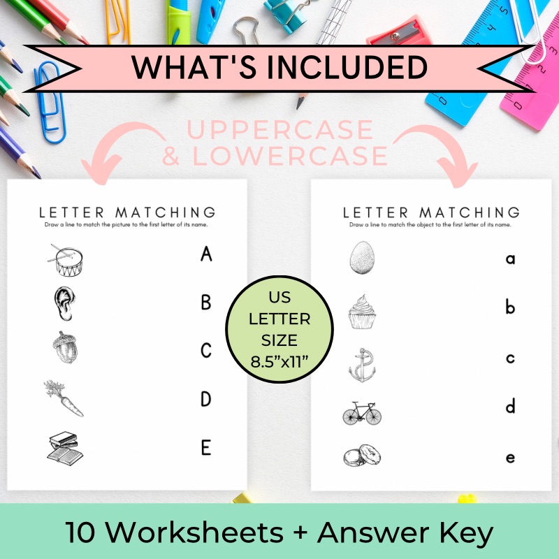 Beginning Sounds ABCs Letter Match Worksheets (Volume 2) | Made By Teachers