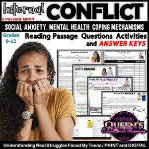 Conflict Reading Passage and Activities, Social Anxiety, Anxiety Coping ...