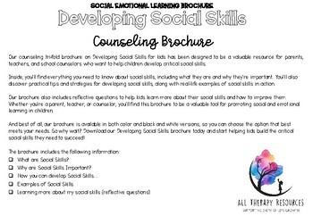 SOCIAL SKILLS Counseling Brochure for Kids | Made By Teachers