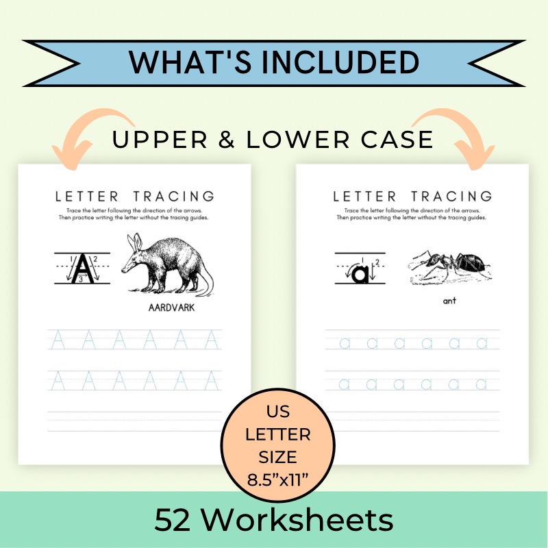 Alphabet Letter Tracing Worksheets, Montessori-inspired No Prep ABCs ...