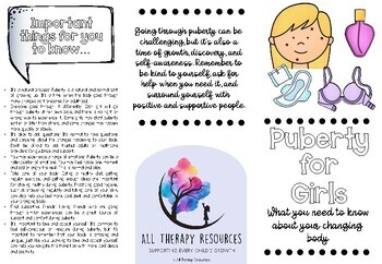 PUBERTY FOR GIRLS Counseling Brochure for Kids | Made By Teachers