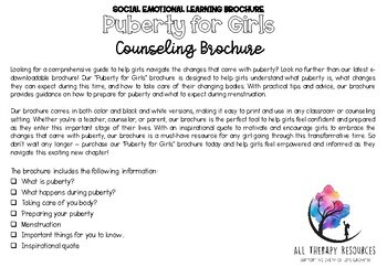 PUBERTY FOR GIRLS Counseling Brochure for Kids | Made By Teachers