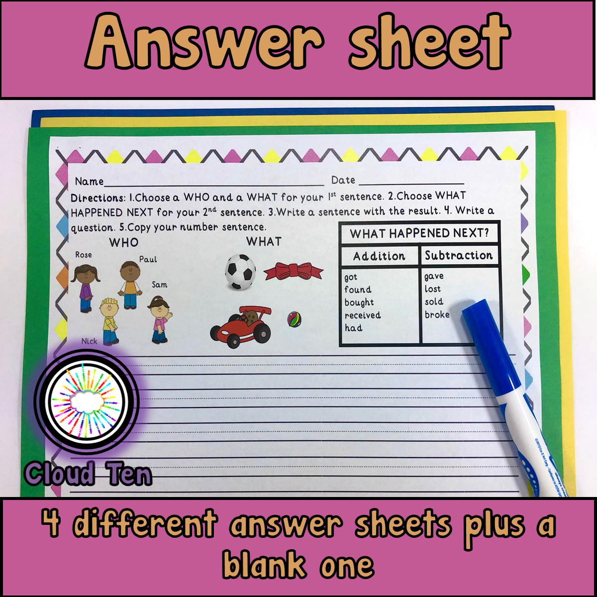 Write and solve problem situations bundle | Made By Teachers