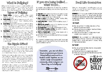 BULLYING Counseling Brochure for Kids | Made By Teachers