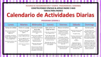 SPANISH VERSION - Parent Child Bond & Attachment Homework - 2 week ...