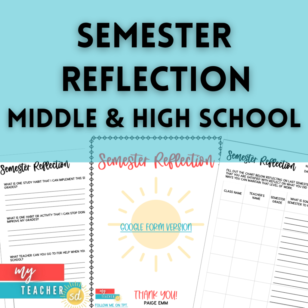 Semester Reflection Form | Made By Teachers