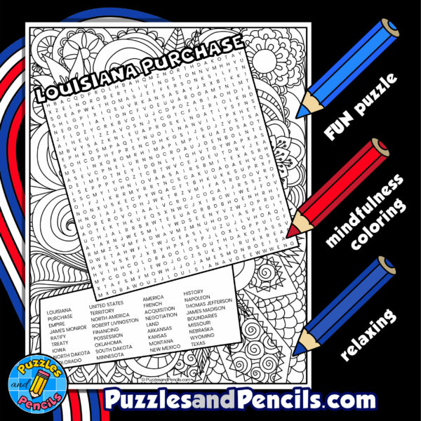 Louisiana Purchase Word Search Puzzle with Coloring | US History ...