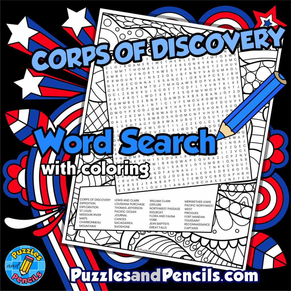 Corps of Discovery (Lewis and Clark) Word Search Puzzle with Coloring ...