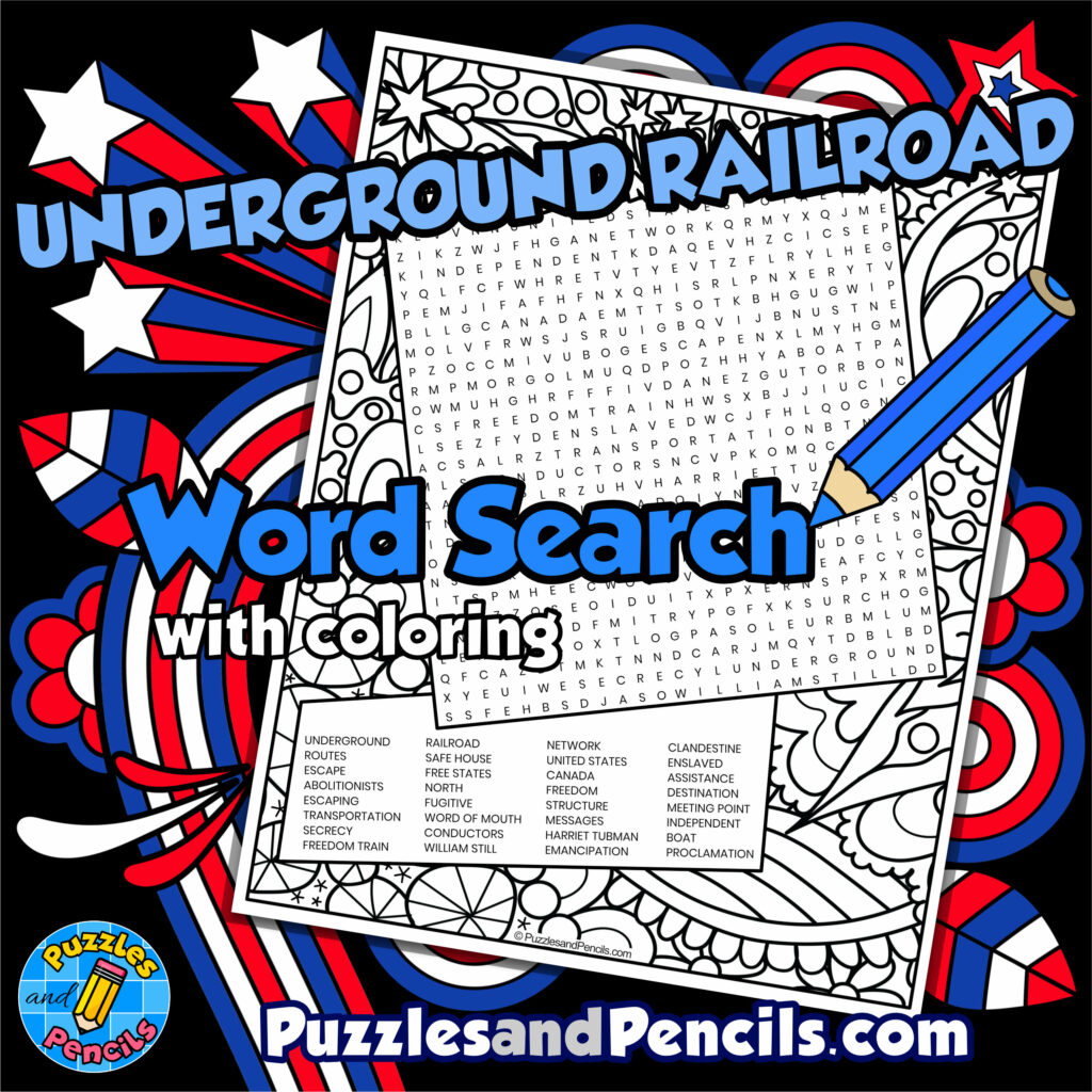 Underground Railroad Word Search Puzzle with Coloring | US History ...