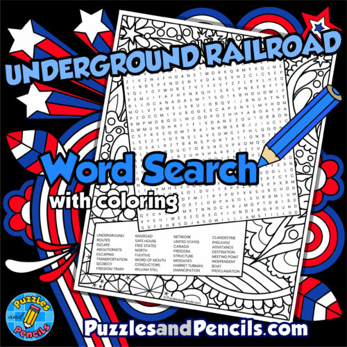 Underground Railroad Word Search Puzzle with Coloring | US History ...