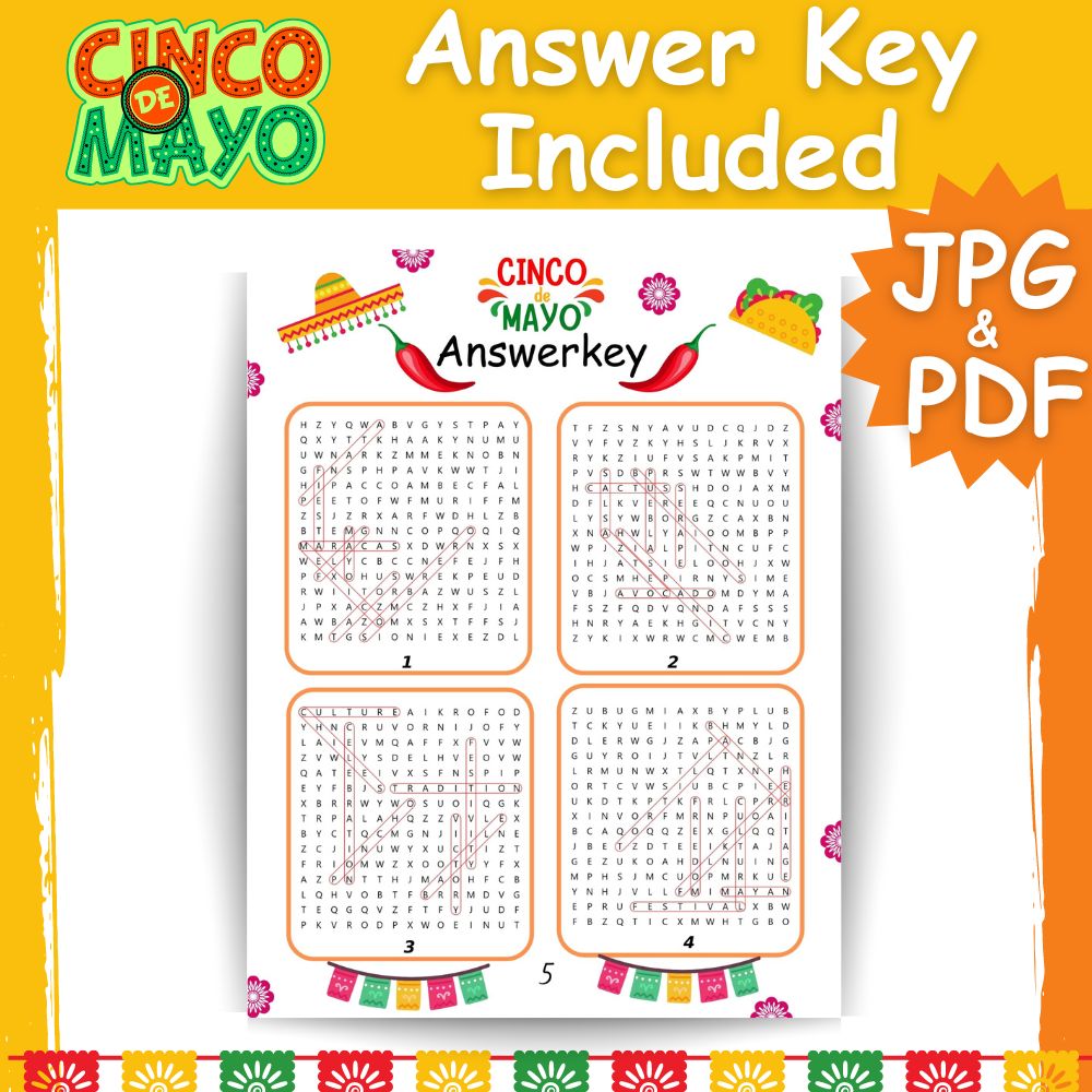 Cinco de Mayo Word Search: Celebrate and Learn on May 5th! (No Alcohol ...