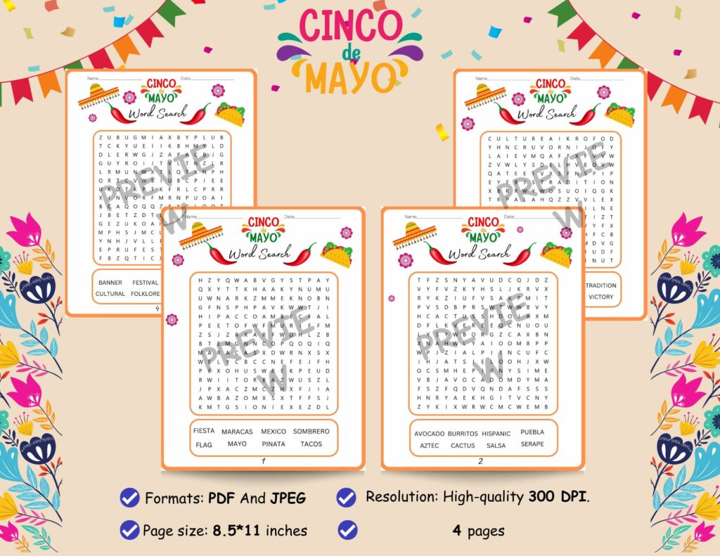 Cinco de Mayo Word Search: Celebrate and Learn on May 5th! (No Alcohol ...