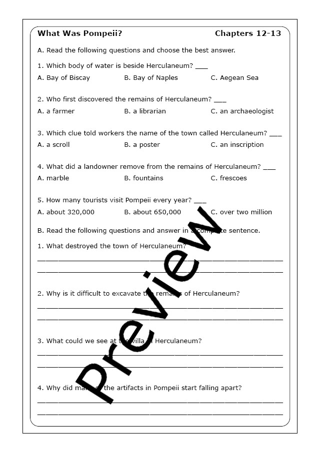 Jim O'Connor "What Was Pompeii?" worksheets | Made By Teachers