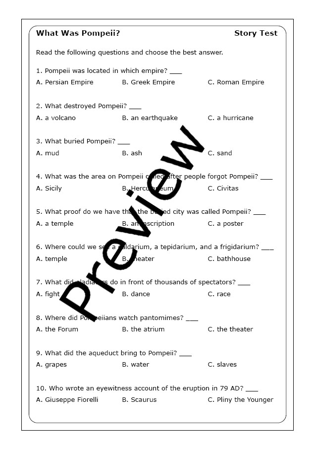 Jim O'Connor "What Was Pompeii?" worksheets | Made By Teachers