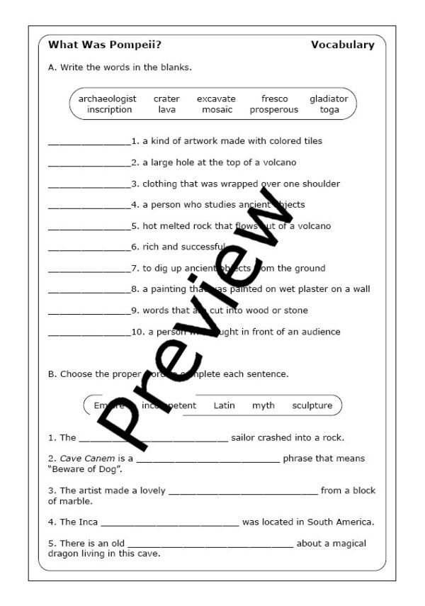 Jim O'Connor "What Was Pompeii?" worksheets | Made By Teachers