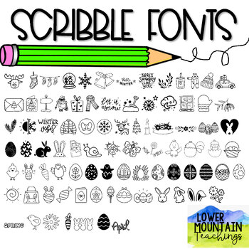 Fonts Scribble Style Hearts St. Patricks Day Spring Summer Autumn ...