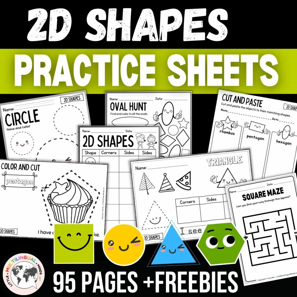 Identify 2D Shapes: 2D Shapes Practice Sheets for Preschool, Pre-K ...