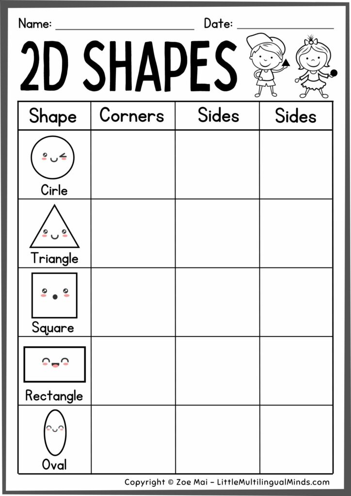 Identify 2D Shapes: 2D Shapes Practice Sheets for Preschool, Pre-K ...