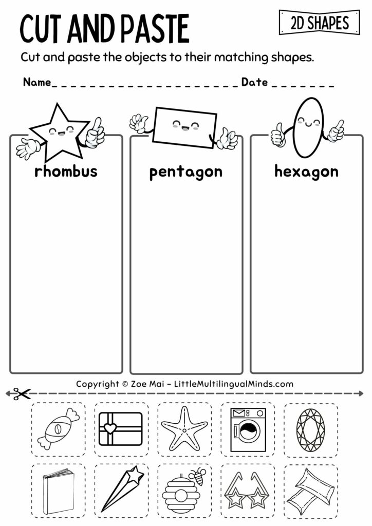 Identify 2D Shapes: 2D Shapes Practice Sheets for Preschool, Pre-K ...