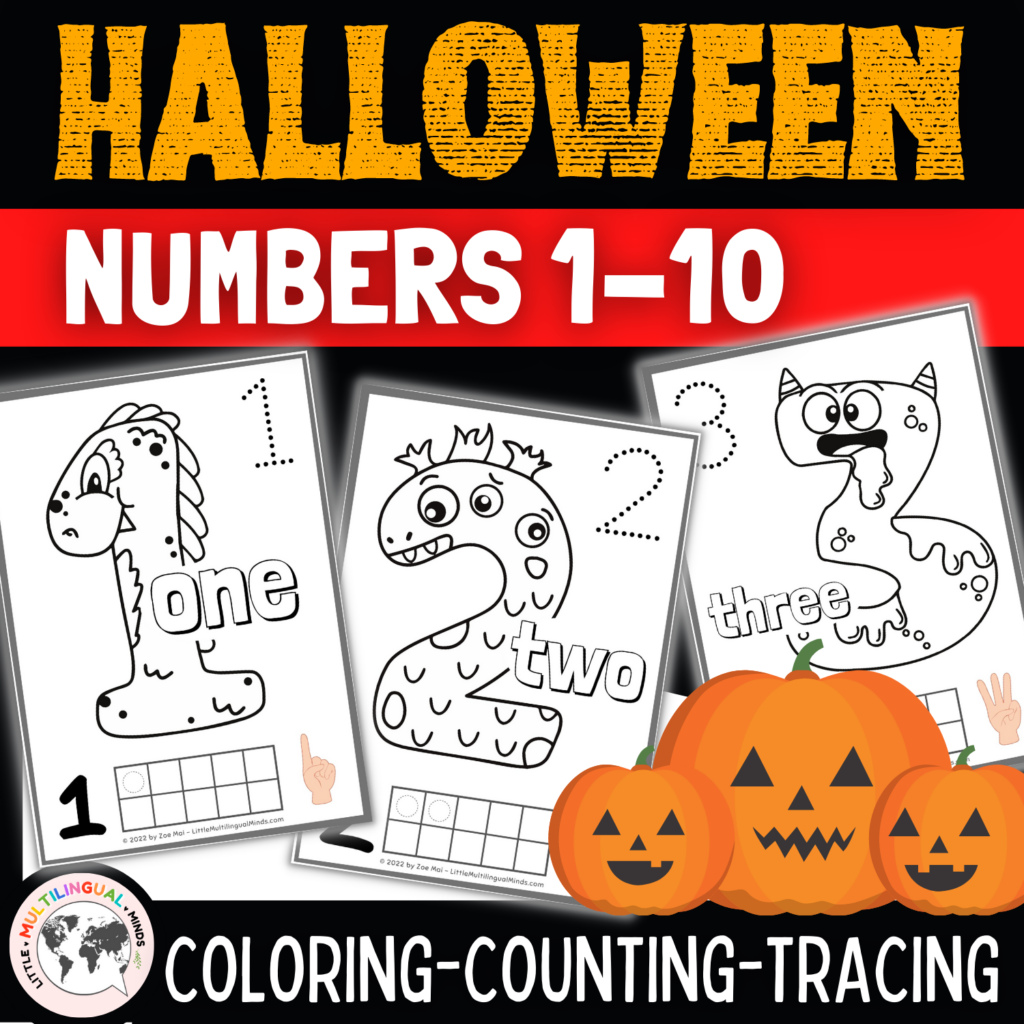 Halloween Math Worksheets: Halloween Numbers 1-10 Coloring and Counting ...