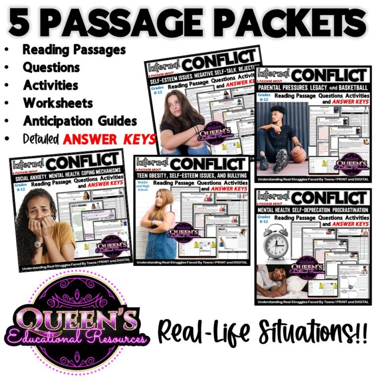 Internal Conflicts Reading Passages, Activities, and Worksheets, Coping ...