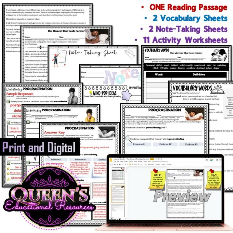 Internal Conflicts Reading Passages, Activities, and Worksheets, Coping ...