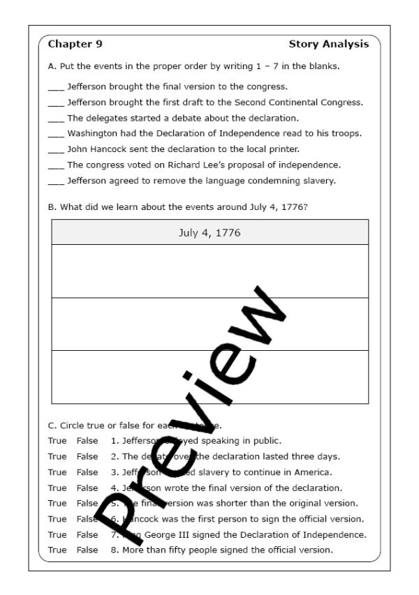 Michael C. Harris "What Is the Declaration of Independence?" worksheets ...