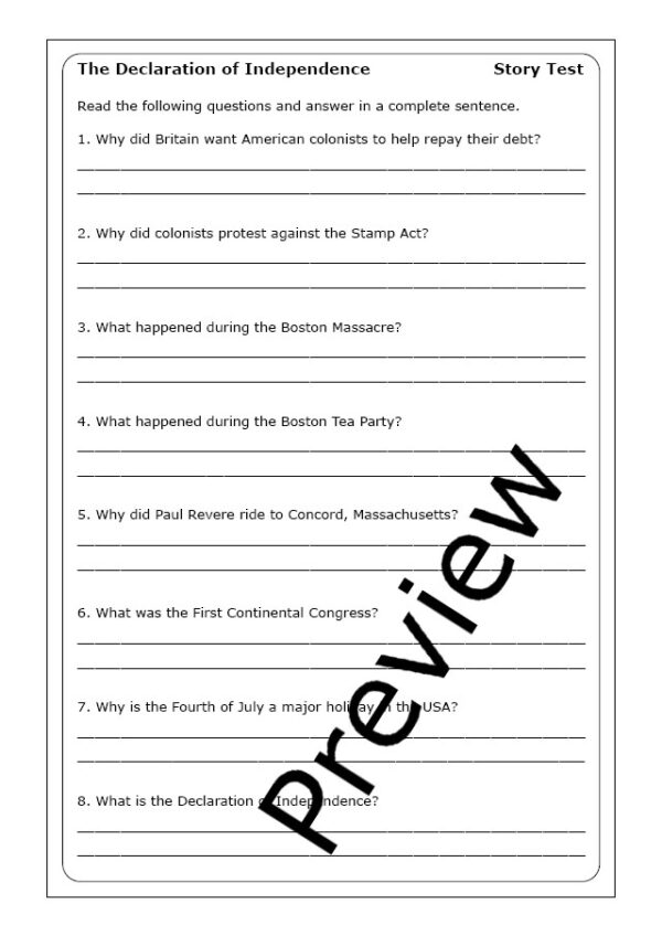 Michael C. Harris "What Is the Declaration of Independence?" worksheets ...