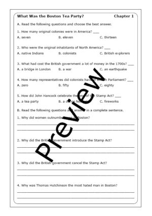 Kathleen Krull "What Was the Boston Tea Party?" worksheets | Made By ...