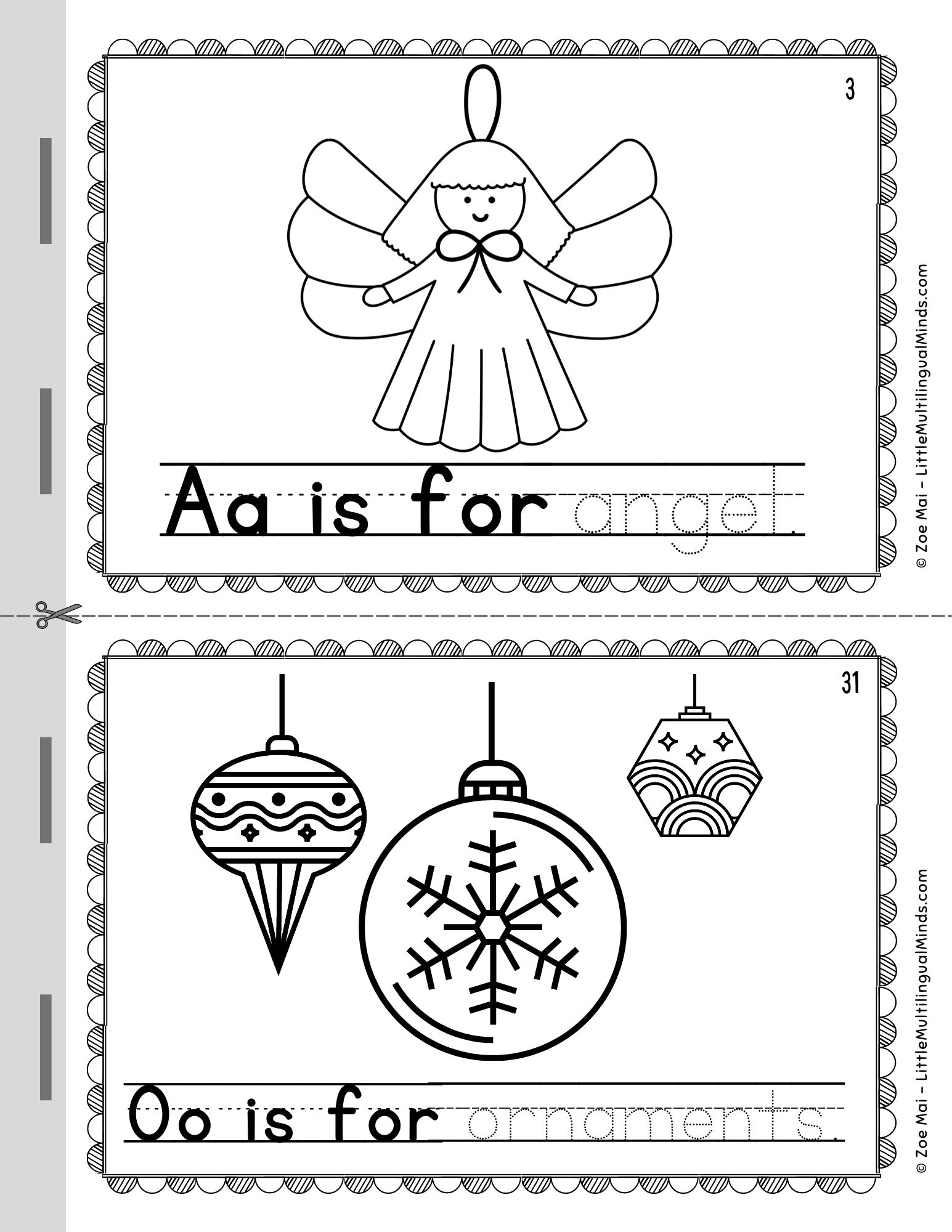 Christmas Alphabet Book: Uppercase & Lowercase Letters Mini Book- Trace ...