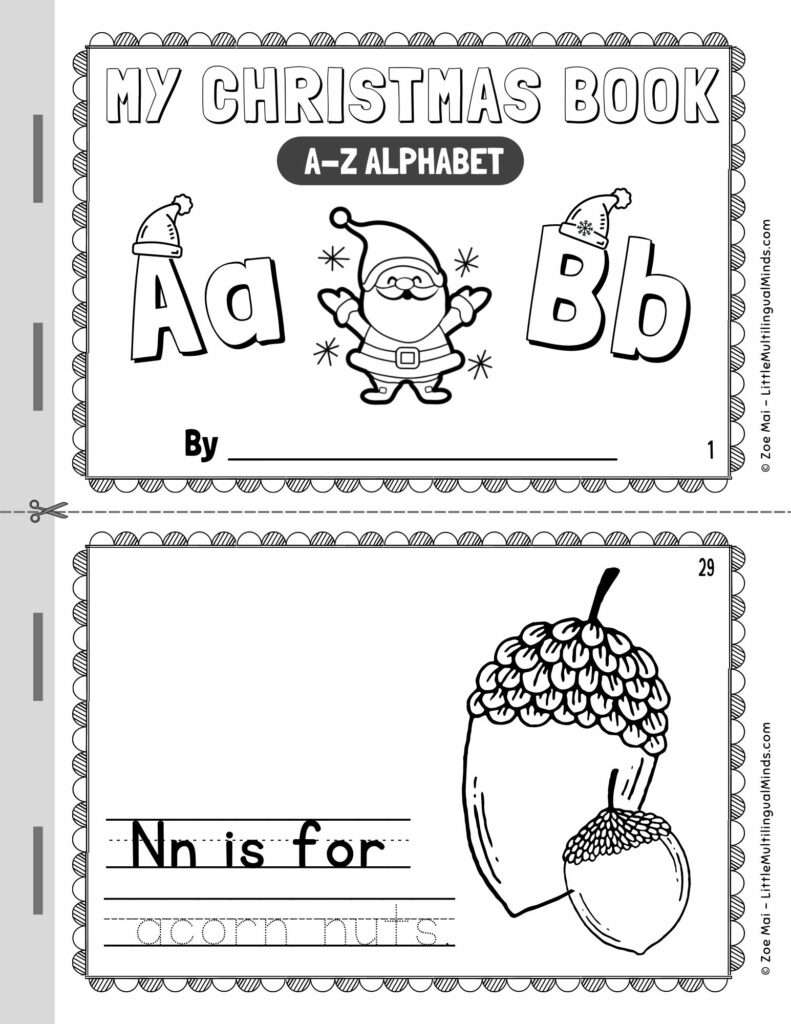 Christmas Alphabet Book: Uppercase & Lowercase Letters Mini Book- Trace ...