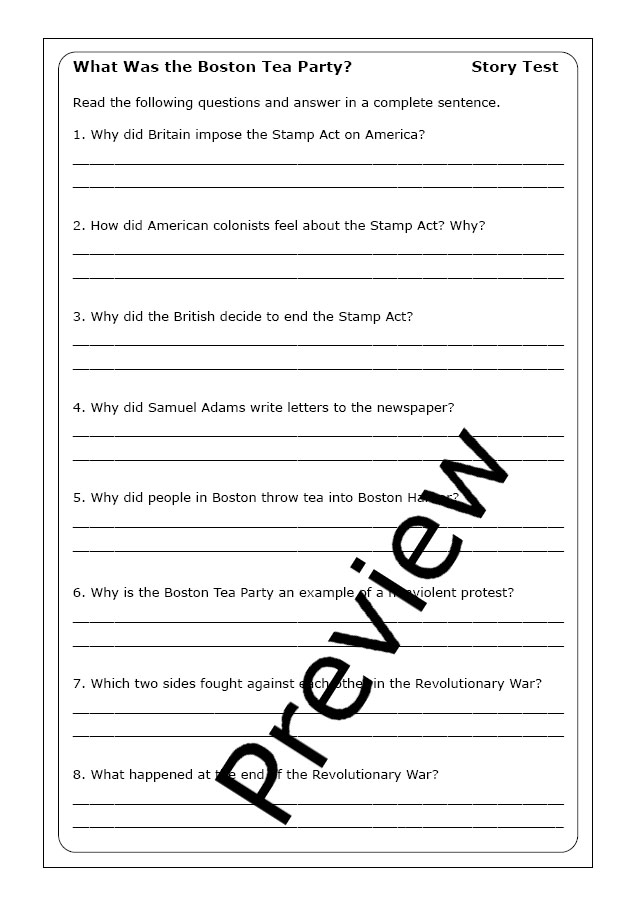 Kathleen Krull "What Was the Boston Tea Party?" worksheets | Made By ...
