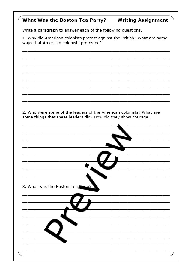 Kathleen Krull "What Was the Boston Tea Party?" worksheets | Made By ...