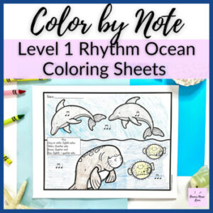 Ocean Rhythm Color by Note Print + Go Worksheets BUNDLE for elementary ...