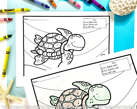 Ocean Rhythm Level 3 Color by Note for Syncopa , Dotted Half , + Dotted ...