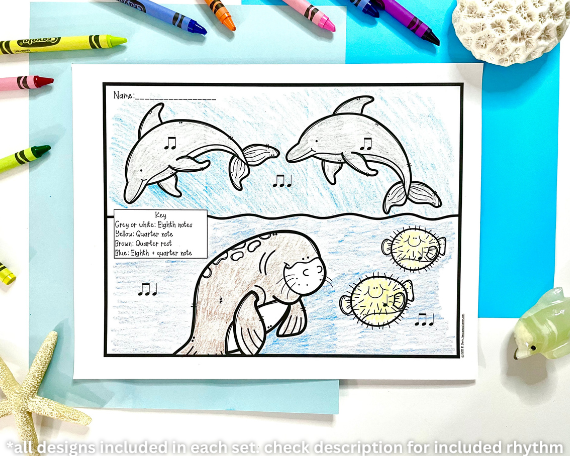 Ocean Rhythm Level 3 Color by Note for Syncopa , Dotted Half , + Dotted ...