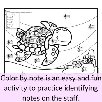 Ocean Treble Clef Staff Color by Note for Elementary Music Class sub ...