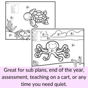 Ocean Treble Clef Staff Color by Note for Elementary Music Class sub ...