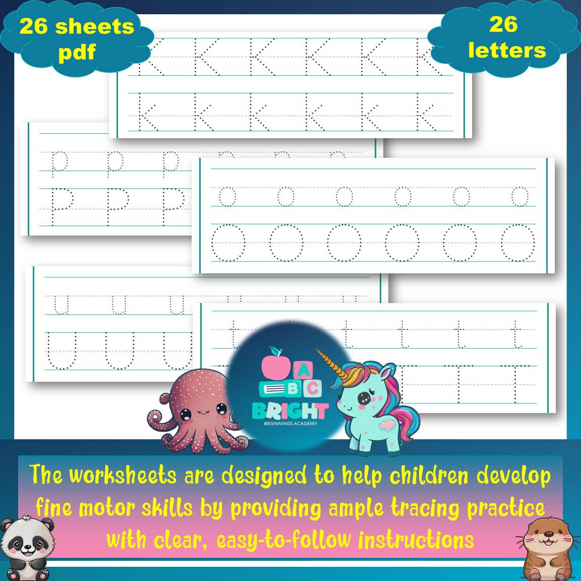 Printable Tracing Alphabet Worksheets with Pictures for Preschoolers ...