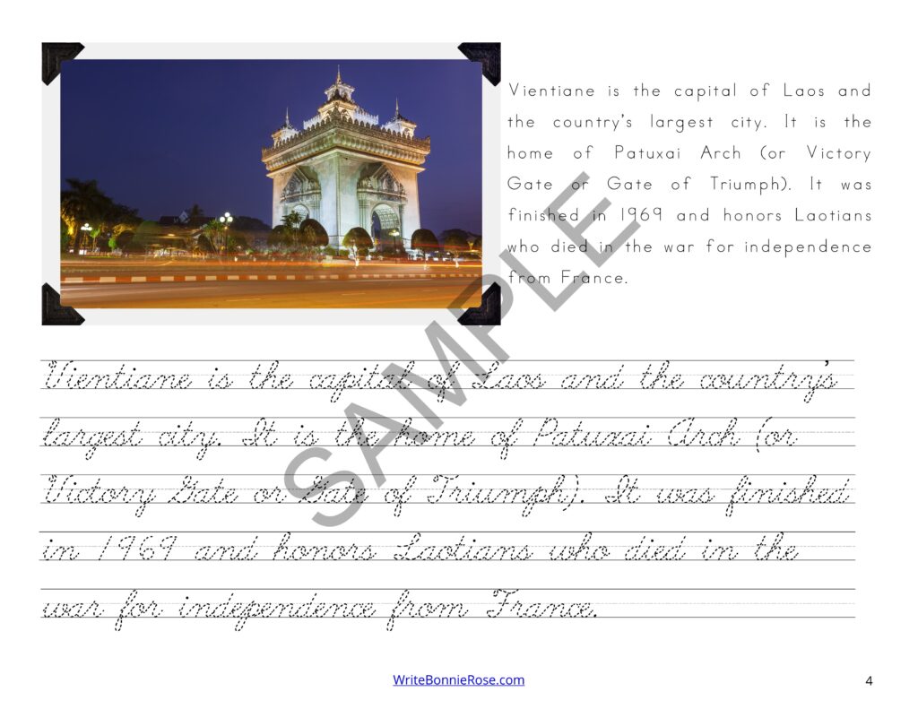 My Book About Laos with Cursive Copywork | Made By Teachers