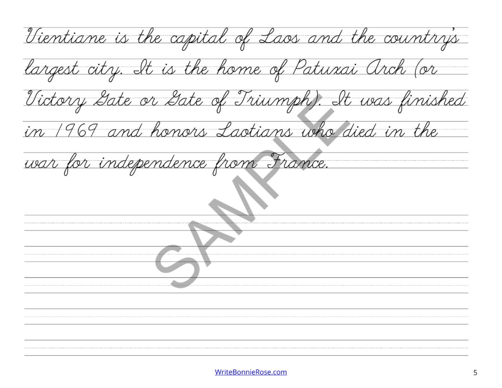 My Book About Laos with Cursive Copywork | Made By Teachers