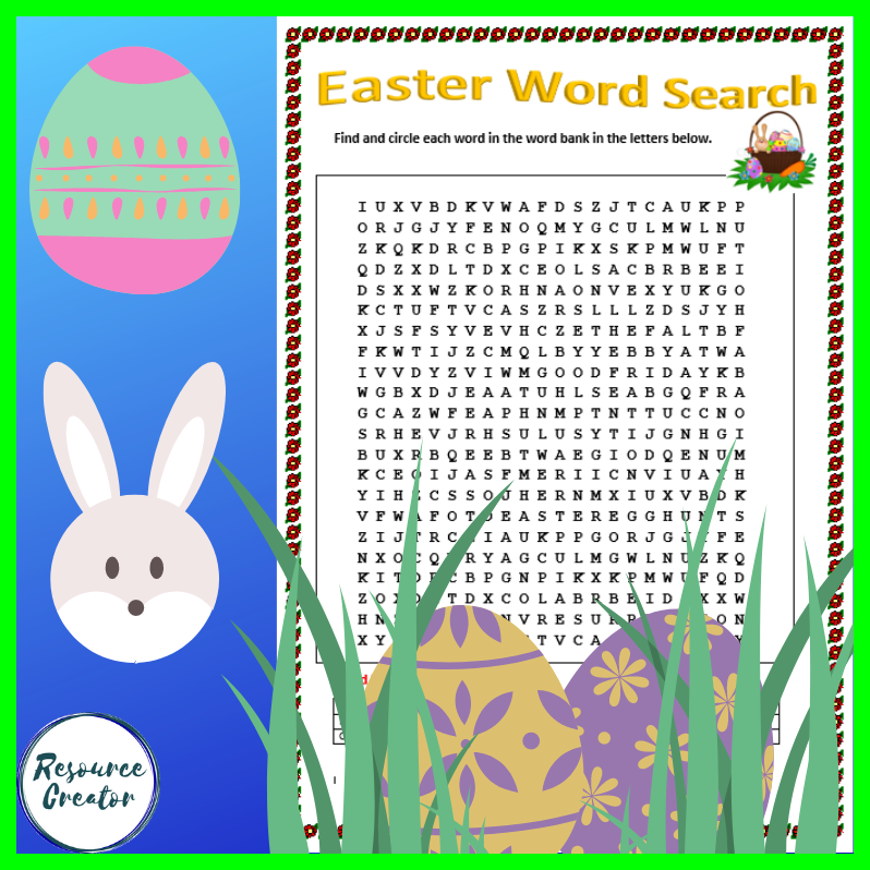 Easter Word Search Puzzle With Answers Made By Teachers