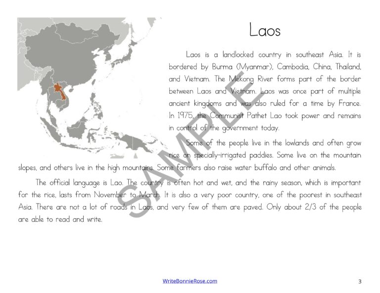 My Book About Laos with Print Copywork | Made By Teachers