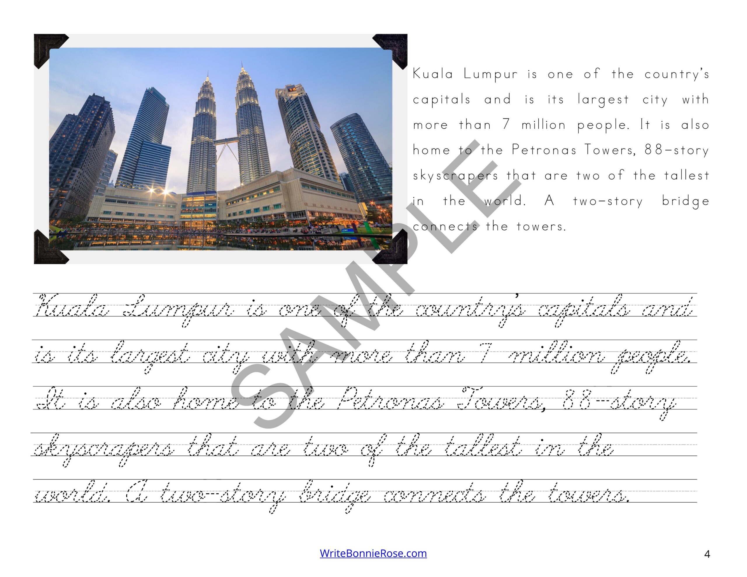 My Book About Malaysia with Cursive Copywork | Made By Teachers