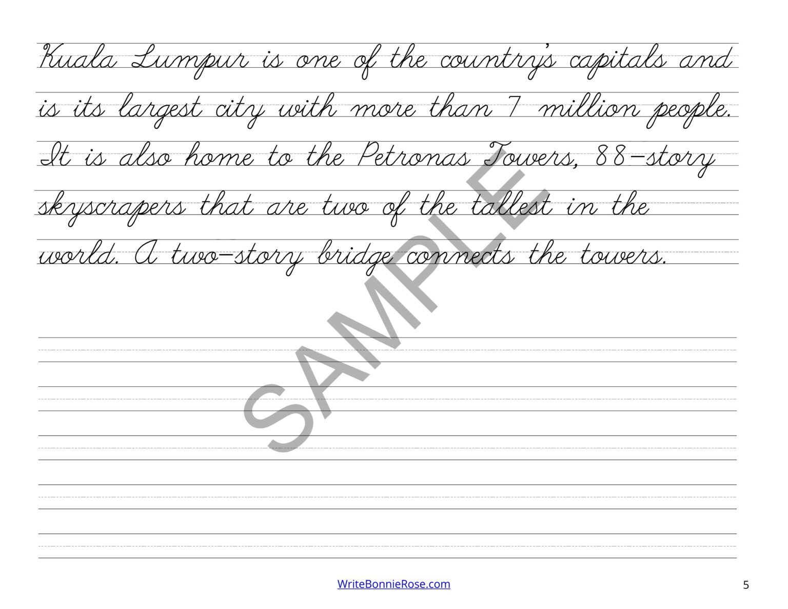 My Book About Malaysia with Cursive Copywork | Made By Teachers